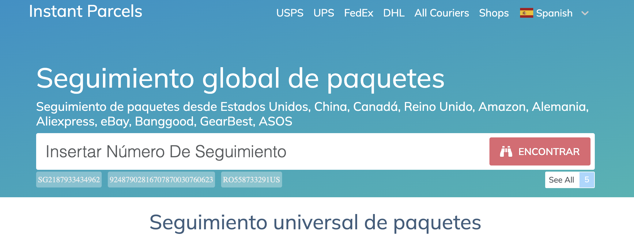 Seguimiento universal de paquetes